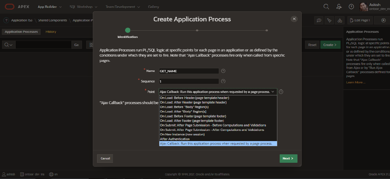 How To Create Application Process And Its Usage In Oracle Apex Ontoor Blogs