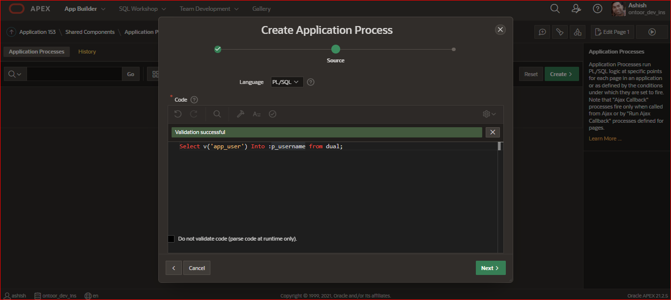 How To Create Application Process And Its Usage In Oracle Apex Ontoor Blogs