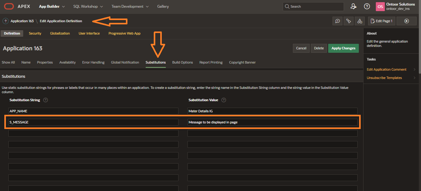 Substitution Strings Oracle APEX Ontoor Blogs