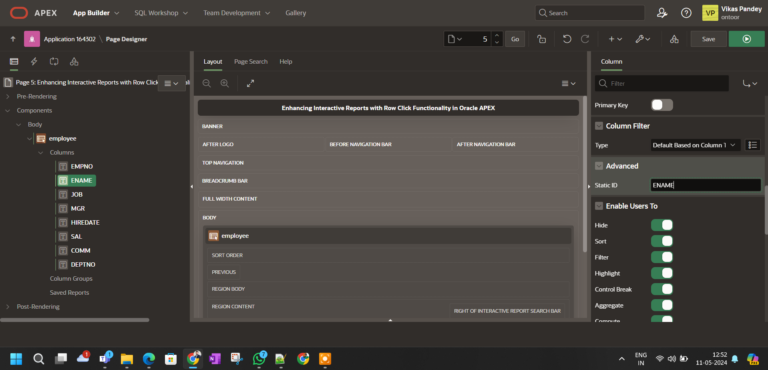Retrieving Values on Row Click in Oracle APEX Interactive Reports ...