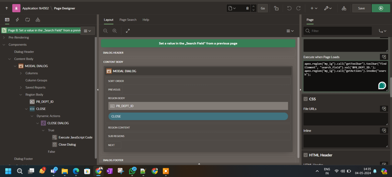 Oracle APEX: Setting a Search Field in Interactive Grid from a Previous ...